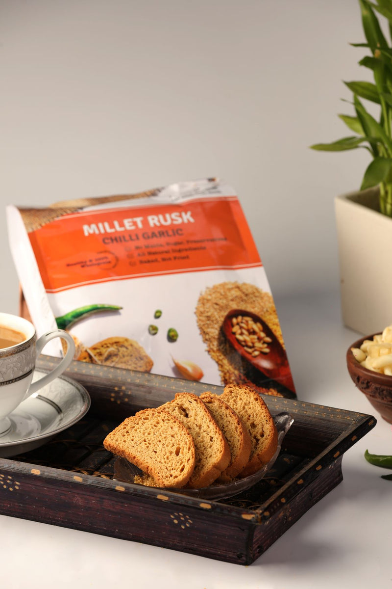 Multigrain Millet Rusk - Chilli Garlic | Refined Sugar-Free | Healthy ...