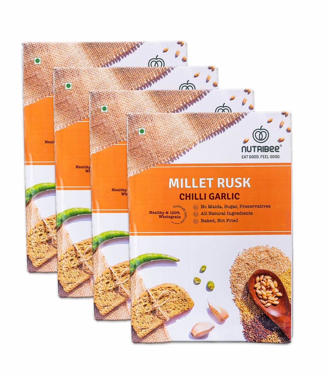 Multigrain Millet Rusk - Chilli Garlic | Refined Sugar-Free | Healthy ...